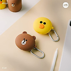 elago | LINE Friends Case Compatible with AirPods 3 Case Cover, Cute 3D Design Case Compatible with AirPods 3rd Generation Case 2021, Protective Silicone Case with Keychain, Wireless Charging (Brown)
