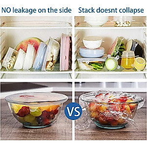 YAZJIWAN Silicone Stretch Lids, Durable & Eco-Friendly Elastic Lids Reusable Heat Resistant Various Sizes Cover for Bowl (Blue+white-12pack)