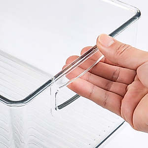 Hudgan 2 Pack Straight Sides Stackable Pantry Organizer Bins for Home Edit - 13.5''L x 7.5''W x 5.5''H