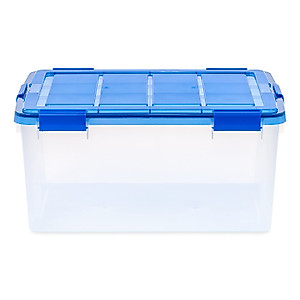 Iris 4Pack 62qt WEATHERPRO Airtight Plastic Storage Bin with Lid and Seal and Secure Latching Buckles