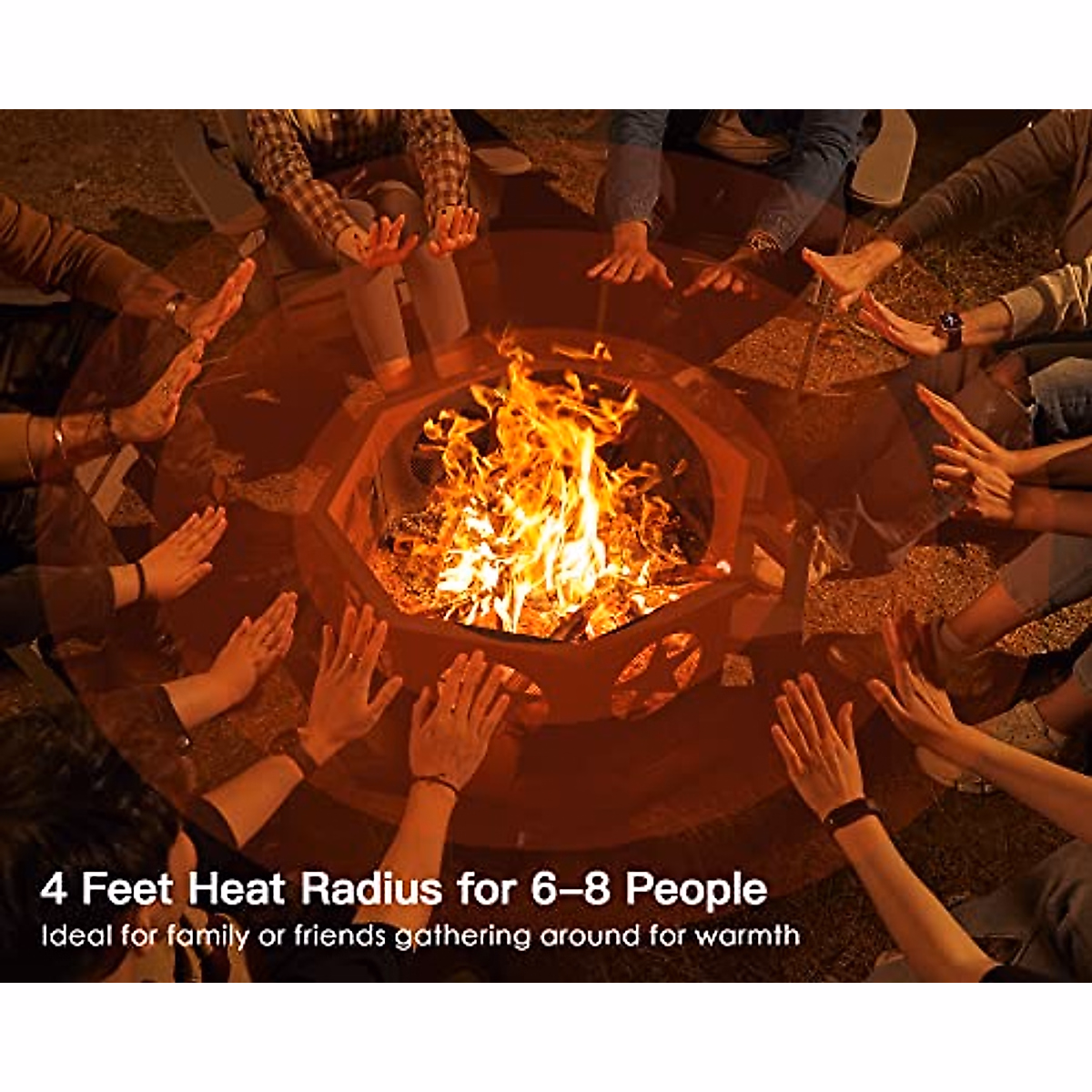 PaPaJet 35 Inch Outdoor Fire Pits, Octagonal Wood Burning Fire Pit, Heavy Duty Bonfire Pit for Patio Backyard Garden Camping Beach