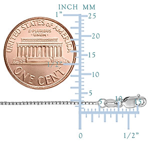 Jewelry Affairs 14k White Solid Real Solid Gold Mirror Box Chain Necklace, 1.0mm, 18"