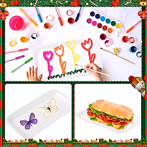 EBOOT 100 Pcs Foam Meat Trays White Foam Crafts Trays Bulk Disposable Food Plates Rectangle Painting Dish for Halloween Christmas Printmaking DIY Art Supplies, 8.3 x 4.4 x 0.55 Inches