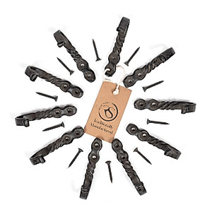 Rustic State Astor Wall Mount Cast Iron Hooks Coat Towel Bag Hat Hanger Multiuse Entryway Railroad Spike Rack Black Set of 10