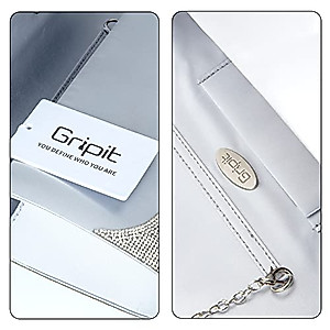 GripIt Envelope Prom Evening Bags And Clutches for Women Rhinestone Designer Purse Ladies Bling Handbags Wedding Night Small Clutch Shoulder Bag,Silver