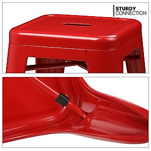 MoNiBloom 30 Inch Bar Stools, Set of 4 Vintage Patio Furniture Indoor Outdoor Stackable Kitchen Stools Dining Chair, Red