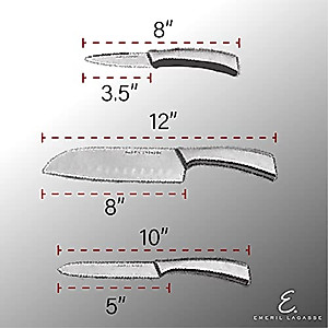 Emeril Lagasse Stainless Steel 3-Piece Professional Cutlery Set with Paper Gift Box - Perfect Kitchen Knives for Fruit, Meat, and Bread
