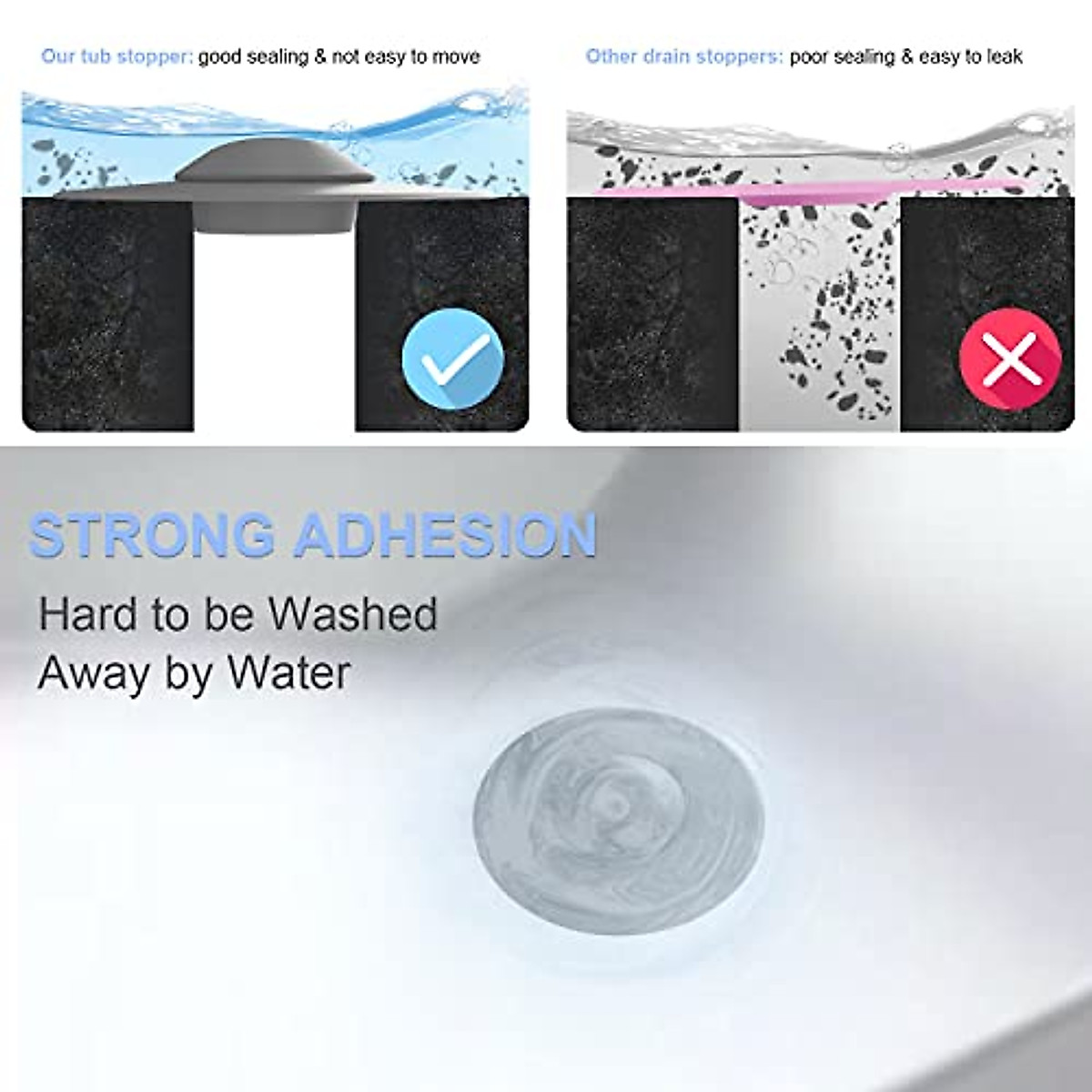 HengLiSam Shower Drain Stopper, Bathtub Stopper Sink Drain Plug Silicone Hair Catcher Shower Drain Cover Suitable for Bath Tub Bathroom and Kitchen 2 Pack