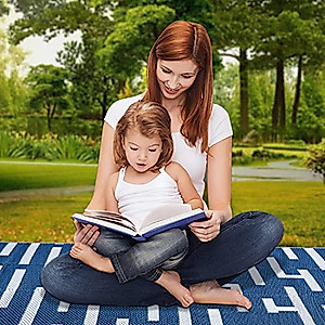 NAQSH Outdoor Indoor Plastic Rug with Loops - Foldable Reversible Outdoors Waterproof and Washable Patios Garden Decor (Peacock Blue, 3 x 5 ft)