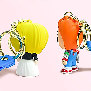 ONablvd 1pc Cute Horror Cartoon Pop Car Keychain Charm Bag Decoration Charm Keychain Birthday Gifts for Women Girls Boys (C)