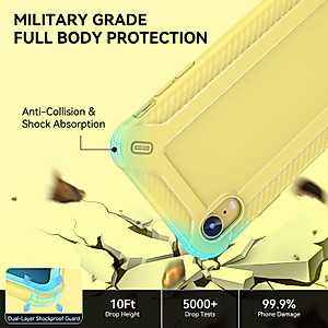 COOLQO Compatible for iPhone XR Case,[2 x Tempered Glass Screen Protector] [Non-Slip] [10 FT Military Grade Drop Protection] 360 Full Body Silicone Shockproof Protective Phone Cover, 6.1 inch, Yellow