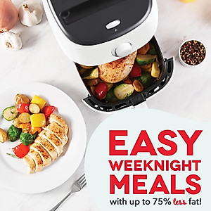 DASH Tasti-Crisp™ Electric Air Fryer Oven, 2.6 Qt., White – Compact Air Fryer for Healthier Food in Minutes, Ideal for Small Spaces - Auto Shut Off, Analog, 1000-Watt