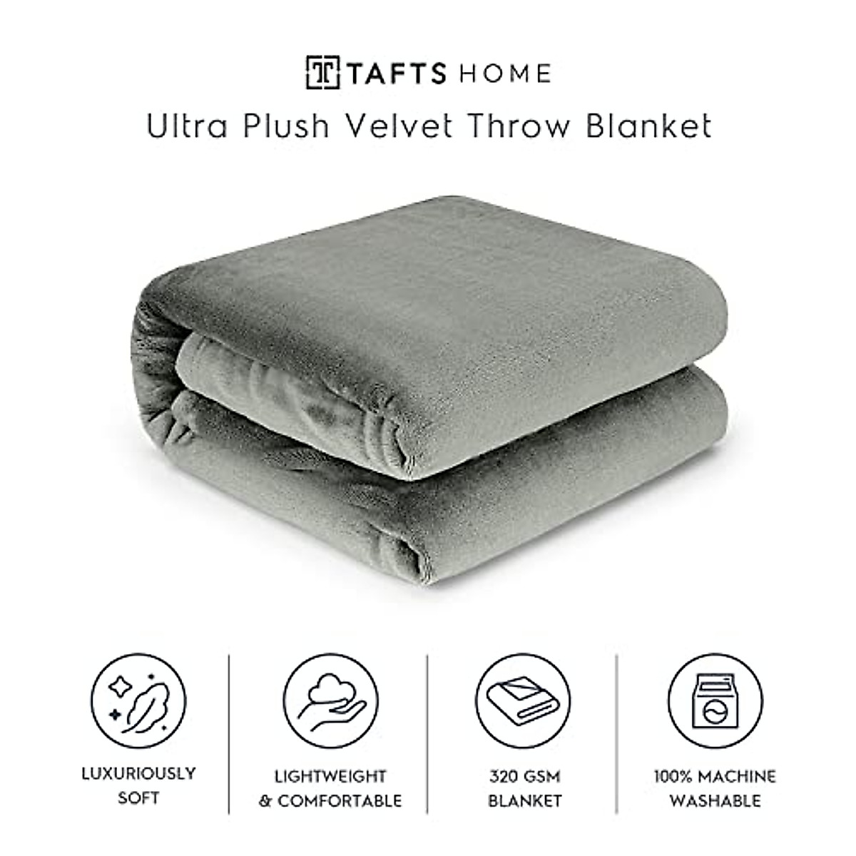 TAFTS Throw Blankets - Ultra Plush 320GSM - Soft, Ultra Comfy, Fluffy and Fuzzy - Plush Blankets and Throws for Couch, Bed & Living Room - All Seasons - Blankets King Size - Space Grey