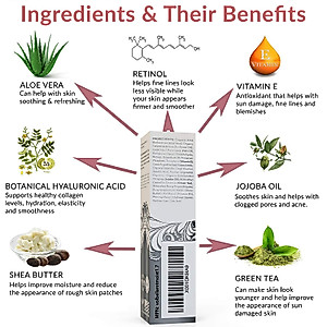 Advanced Organic Retinol Pore Refining Night Cream with Hyaluronic Acid, Anti-Aging Facial Moisturizer For Women - Anti-Wrinkle Help, Dark Spot Better Appearance and Collagen Support For Face & Neck