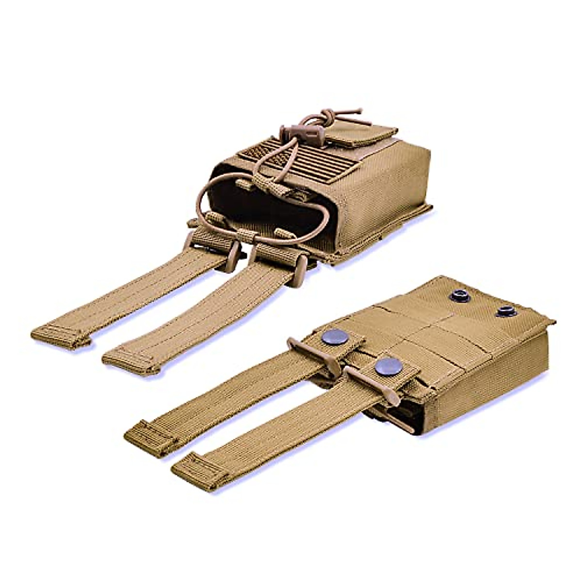 Molle Radio Pouch Radio Holster Tactical Radio Holder Duty Belt Accessories Military Heavy Duty Radio Bag for Two Ways Walkie Talkies Adjustable Storage with 1 Pack Patch (Tan)