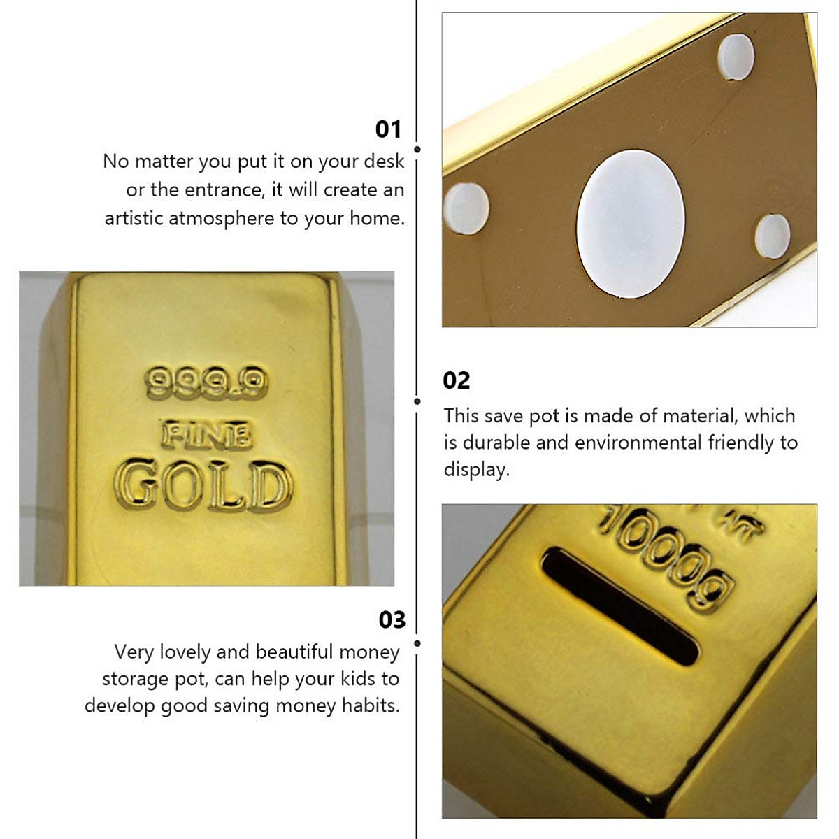 Kisangel Bar Bank Bar Piggy Bank Brick Saving Money Box Wealth Good Luck Success Decor for Kids Children Easter Birthday Party Favor