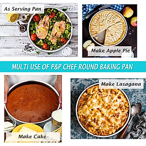 9½-inch Round Cake Pan, P&P CHEF Stainless Steel Bakeware Cake Pan, Easy Releasing & Cleaning, Oven & Dishwasher Safe, Round/Sliver