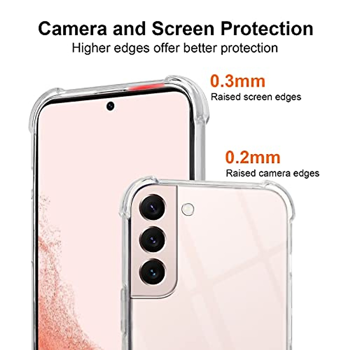 Vauki Crossbody Case for Samsung Galaxy S22 5G Clear Silicone Phone Case for Samsung S22 5G 6.06" with Lanyard Neck Cord Strap, Soft TPU Shockproof Protective Transparent Cover Case - Black Necklace