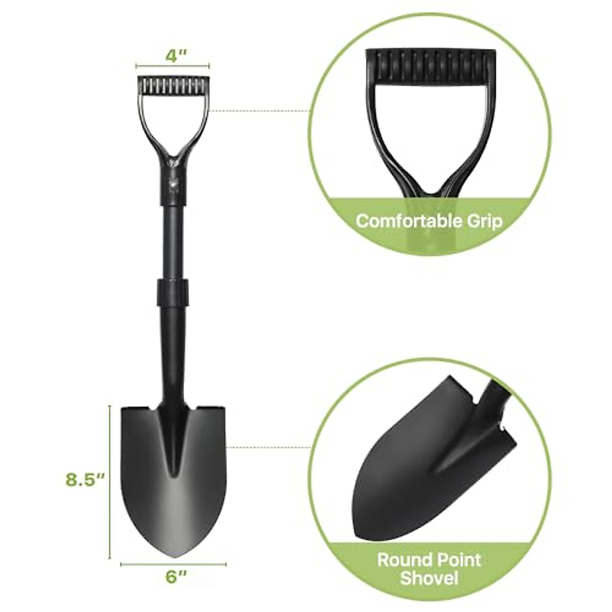 Shovel, Garden Shovel for Digging, 28" Gardening Shovels Heavy Duty with D Handle, Pointed Spade Shovel for Camping, Edging, Beach Sand, Metal Garden Shovel with Fiberglass Shaft, Black