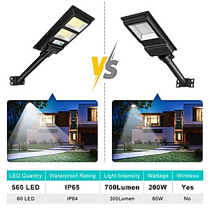 Wstan 6000LM 200W Solar Street Light Outdoor, 568LED Super Bright Solar Flood Lights, with Light Control & PIR Motion Sensor, Dusk to Dawn for Yard Garden, IP65 Waterproof