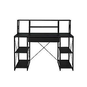 Desktop Computer Desk with Storage Shelves - 47'' Modern Office Computer Desk, Studying Writing Table Workstation for Home Office (Black)