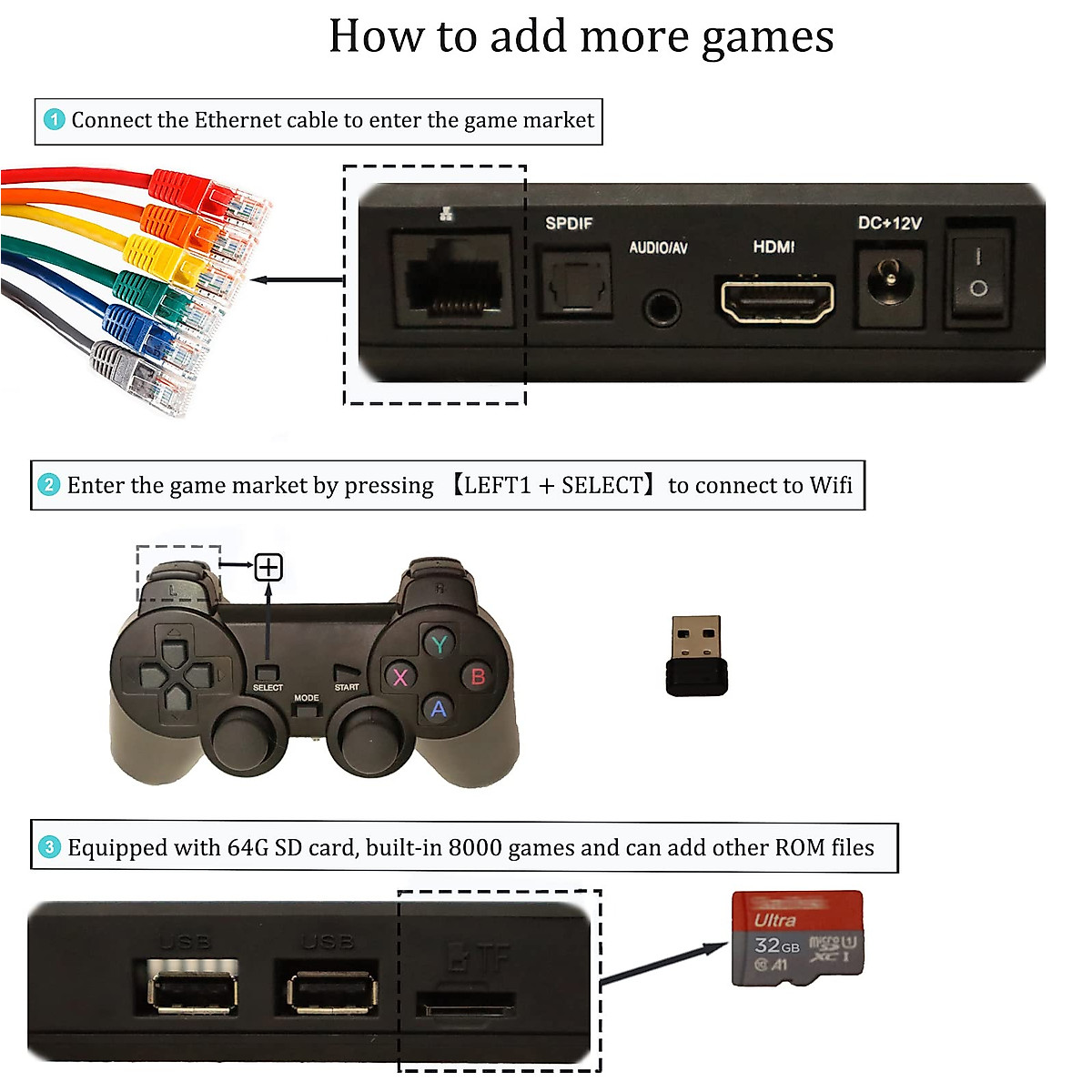 RegiisJoy 8000 in 1 Mini Game Box Pandora Box 18S , Arcade Game Console Support Wi-Fi/LAN Add 50000+ Games, Classic Retro Video Console 2 Wireless Controllers fits 4K TV