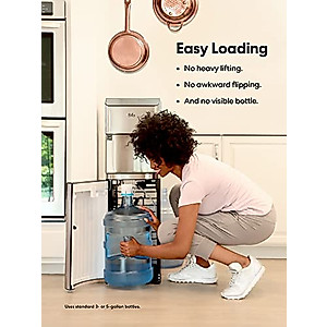 Brio Moderna CLBL720SC Self-Cleaning Bottom Load Water Cooler Dispenser for 3 & 5 Gallon Bottles – Room & Adjustable Hot & Cold, Child Lock, Electronic Display, Silver Stainless Steel