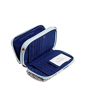 Vera Bradley Women's Cotton All in One Crossbody Purse With RFID Protection, Sea Air Floral - Recycled Cotton, One Size