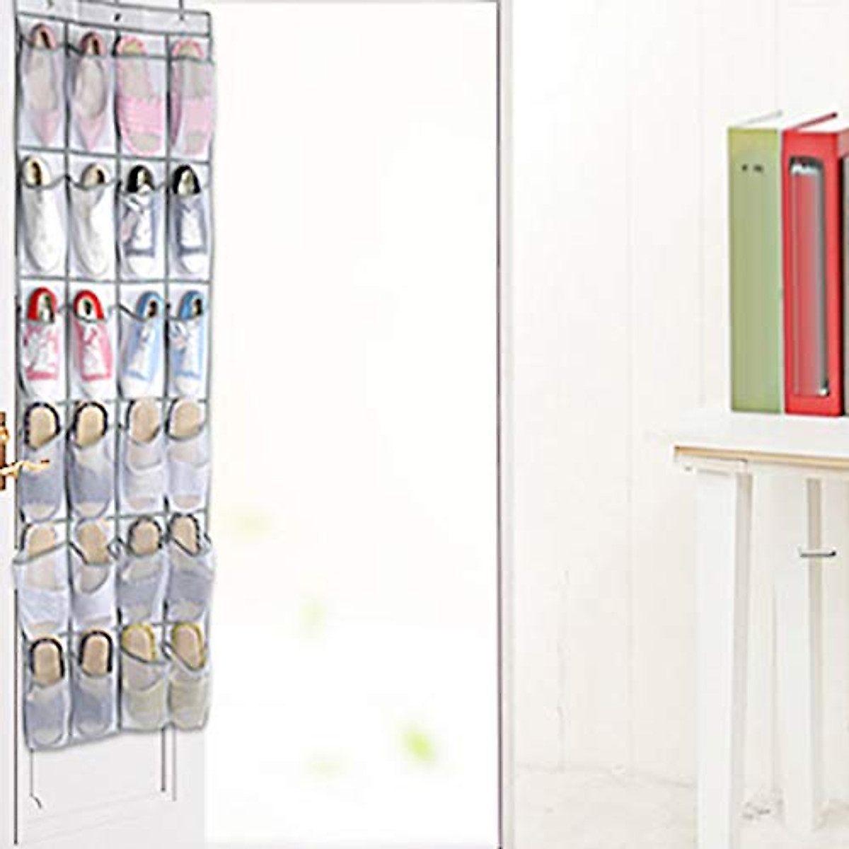 Isabelvictoria 24 Pocket Shoe Organizer Door Hanging Shoes Storage Wall Bag Closet Holder Family Save Space Organizer Home Decoration