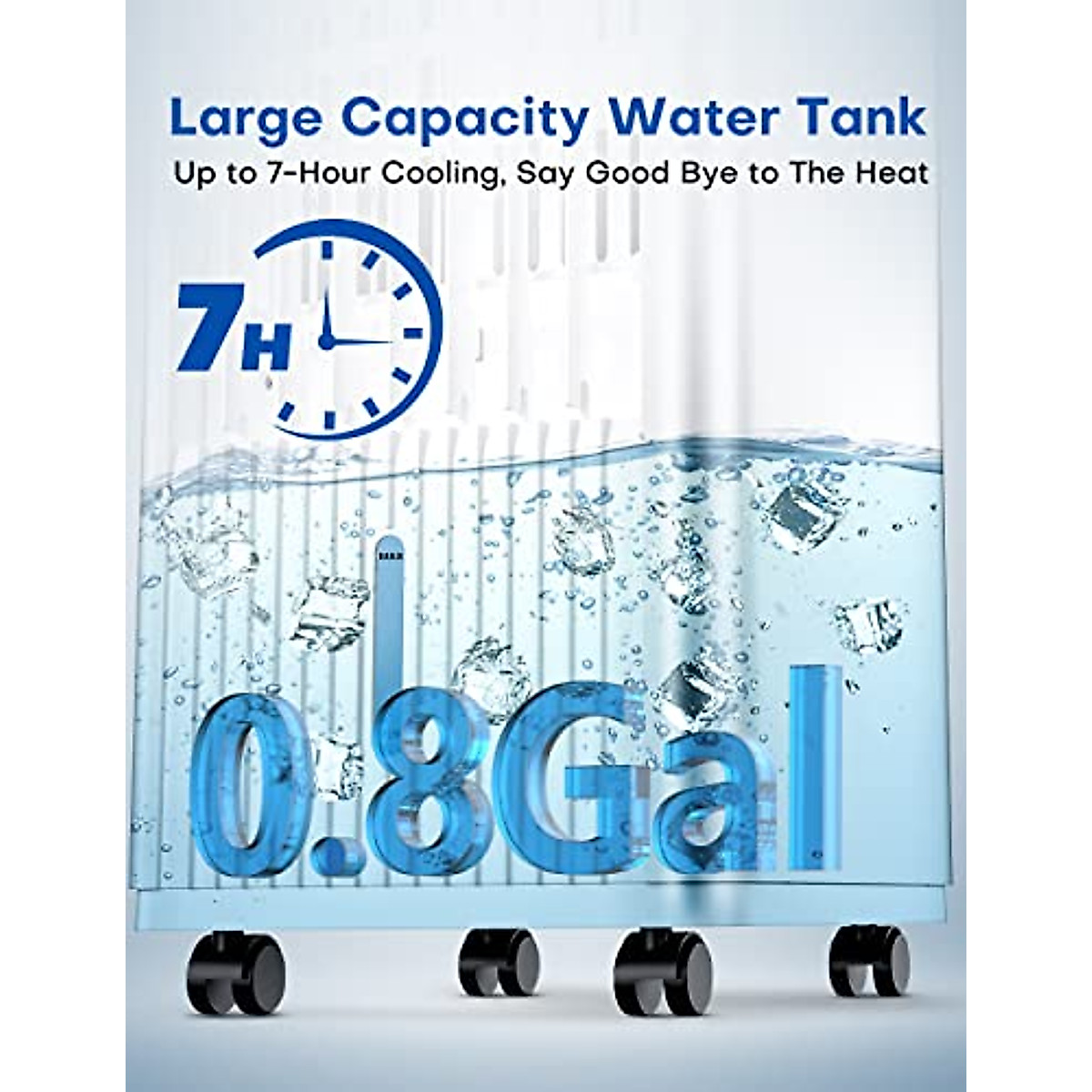 Evaporative Air Cooler, TEMEIKE 3-IN-1 Portable Air Conditioners w/Remote, Cooling Tower Fan w/Humidify, 70° Oscillation & 7H Timer Swamp Cooler, Windowless Evaporative Cooler for Room Bedroom Office