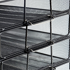 LUCYCAZ 4 Tier Desk Organizer - Stackable Paper Tray, Paper File Organizer for Desk, 5 Trays Mesh Stackable Paper Tray Desktop Document for School Home and Office, Black