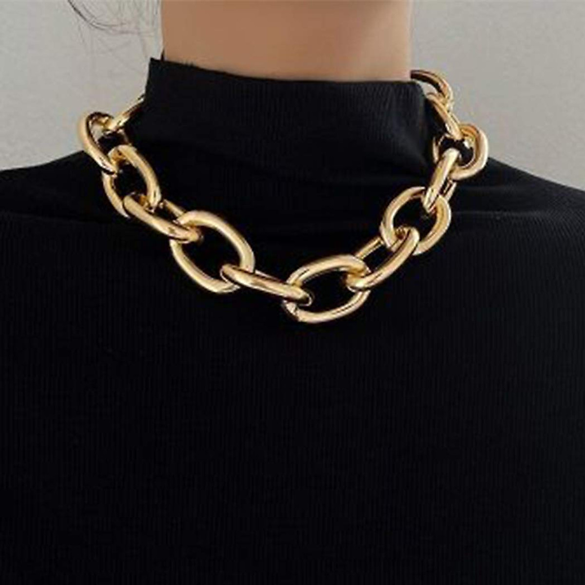 CLOACE Chunky Choker Necklace Gold Cuban Link Chain Thick Necklaces Punk Jewelry for Women(Gold cuban chain)