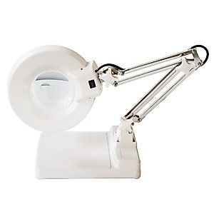 INTBUYING 20X Magnifier,110V Folding LED Desk Lamp Amplification Magnifier, 5" White Glass Lens,Adjustable Table Magnifier with Light, for Reading and Working