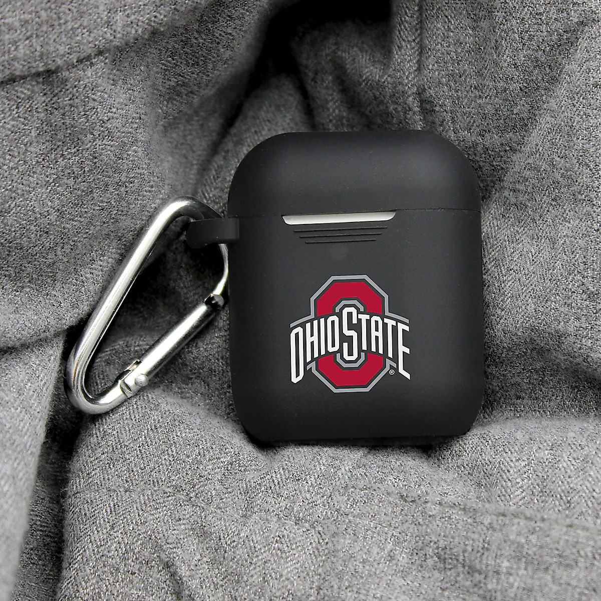 AFFINITY BANDS Ohio State Buckeyes Silicone Case Cover Compatible with Apple AirPods Gen 1 & 2 (Black)