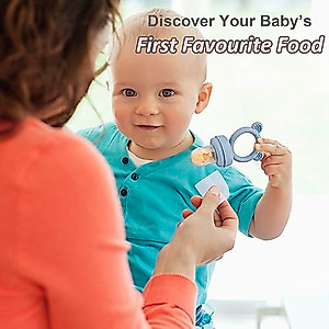 JEXFUN Silicone Baby Fruit Food Feeder Pacifier & Breastmilk Popsicle Freezer Molds, Baby Food Storage Containers Breast Milk Ice Cubes for Baby Teething & Infant Self Feeding, BPA Free (Pink)