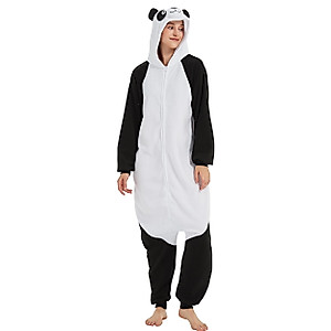 Mango2wind Panda Onesie Adult Panda Costume Woman Man Panda Onesies Pajama (US, Alpha, Medium, Regular, Regular, Panda-Zip)