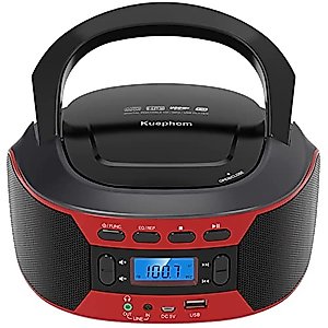Kuephom CD Player Boombox:Bluetooth CD Player with Speakers Stereo,Radio CD Players for Home with USB and AUX,Portable Enabled with Batteries,FM Manual Tuning LCD Display with Backlight.