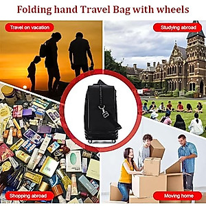 Expandable Rolling Wheeled Duffle Bag Spinner Suitcase Foldable Luggage Expandable (32''), Black