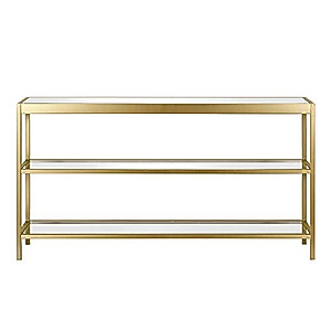 Henn&Hart 55" Wide Rectangular Console Table in Brass, Entryway Table, Accent Table for Living Room, Hallway