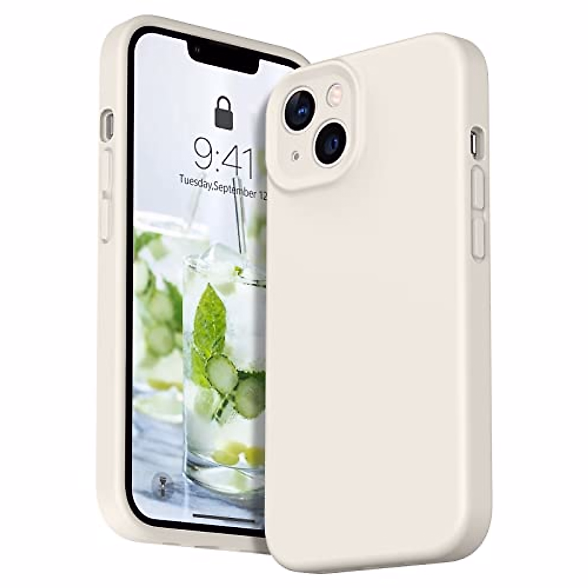 BENTOBEN for iPhone 13 Case, Phone Case iPhone 13, Soft Silicone Gel Rubber Bumper Microfiber Lining Hard Back Shockproof Protective Phone Cover for iPhone 13 6.1", Antique White