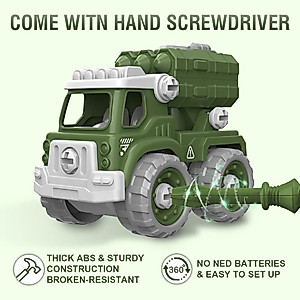 FXIZON STEM Take Apart Robot Construction Toys for Boys, 5 in 1 Military Vehicles Transform Toys Robot for Kids 3-5, Construction Building Truck Toys Gift for Toddlers Kids Boys Girls Ages 4-8