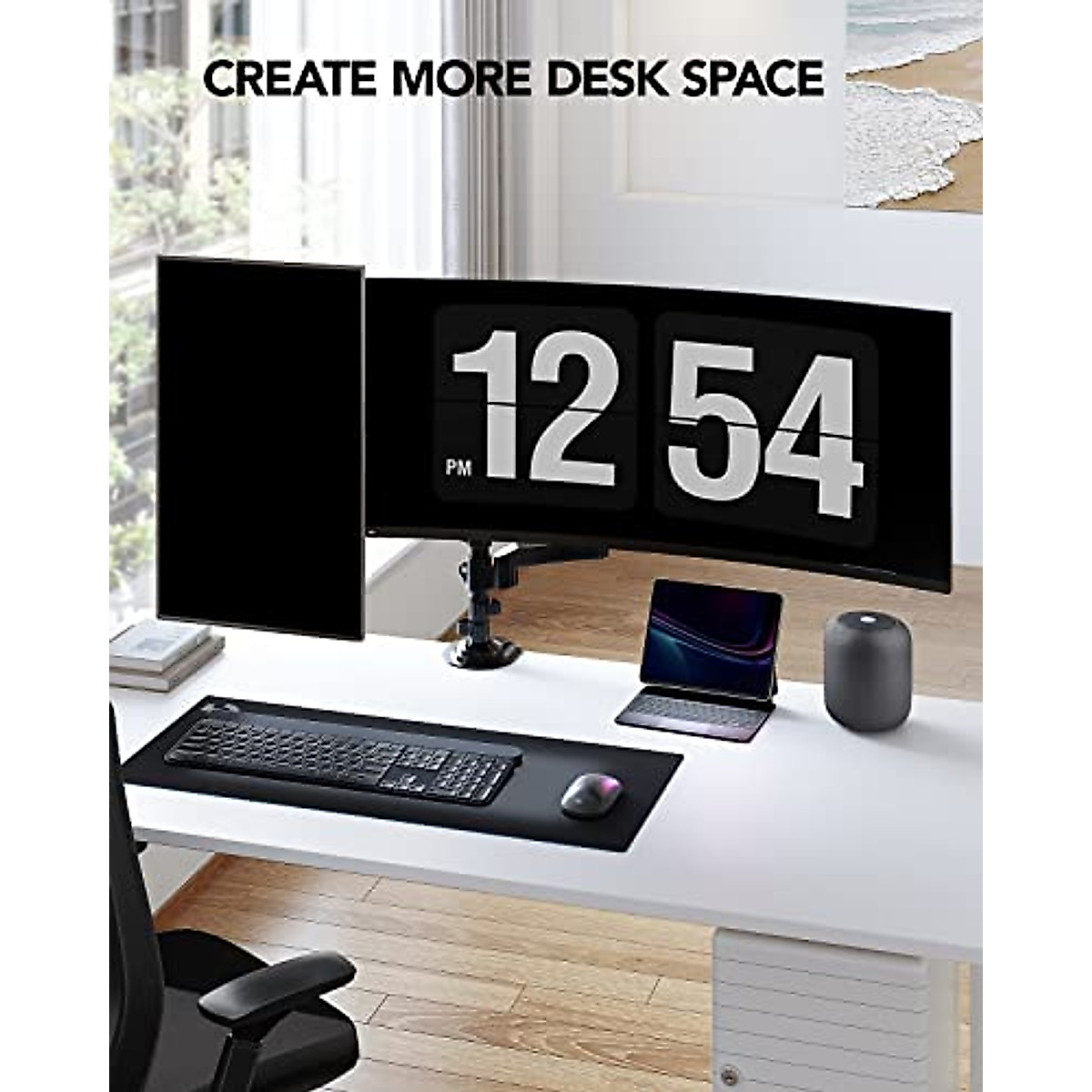 HUANUO 13-32 Inch Dual Monitor Stand, Gas Spring Dual Monitor Mount, Monitor Stand 2 Monitors, Ergonomic Adjustable Tilt/Swivel/Rotate, Weight Max 20 lbs, VESA 75/100mm