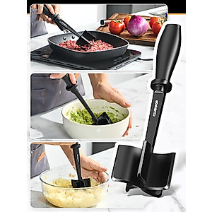 Meat Chopper, Hamburger Smasher Tool, Ground Beef Chopper Tool and Premium Heat Resistant Masher, Ground Turkey and More, Nylon Ground Beef Chopper Tool and Meat Fork, Non Stick Mix Chopper