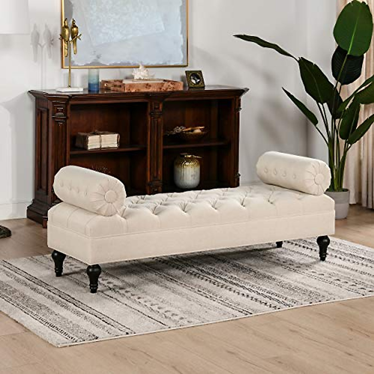 Jennifer Taylor Home Lewis Bolster Bench, Sky Neutral
