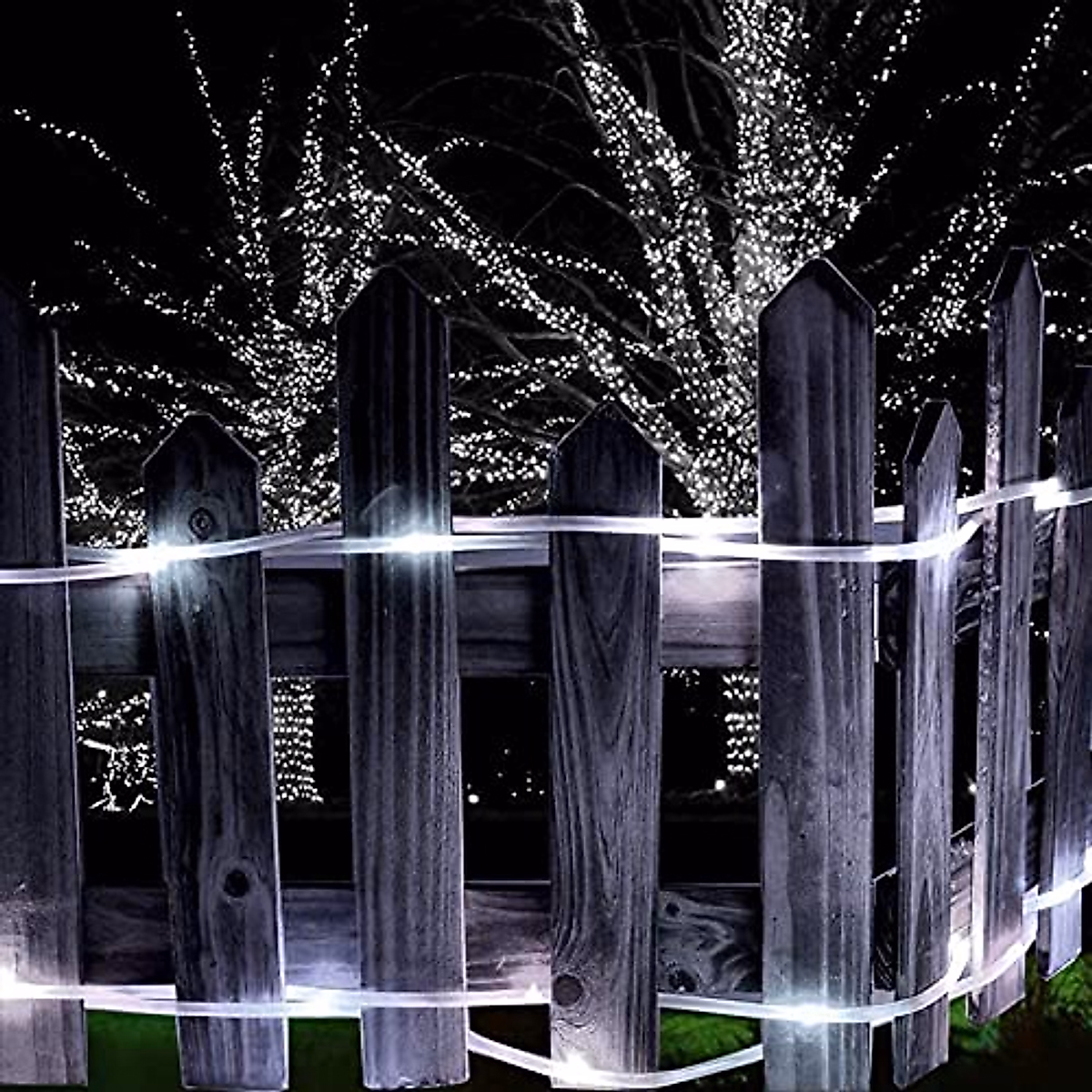 SUNSEATON Solar Rope Lights,100 LEDs 33ft/10M, 8 Modes Waterproof Solar String Copper Wire Light, Outdoor Rope Lights for Garden Yard Path Fence Tree Wedding Party Decorative (33ft/10M, White)