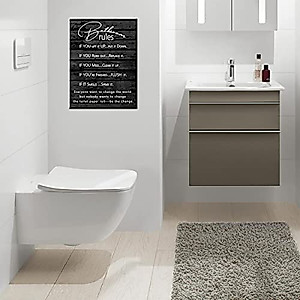 Fengminyi Simple black and white style Bathroom Rules canvas Wall Decor,Be the change Bathroom Decor Wall Art,Farmhouse Toilet Wall Decor,Rustic Bathroom Funny Rules Prints Signs Framed12 x15