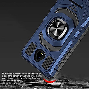 RTYJZ for SCHOK Volt SV55 Case with Tempered Glass Screen Protector, Built in 360°Adjustable Ring Kickstand [Military Grade] Protective Cover for Schok Volt SV55 (SV55216) 5.5" (Blue)