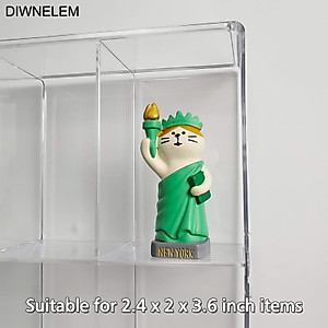 DIWNELEM Acrylic Display Case Cabinet Stand 6 Compartments Storage Box Display Showcase Shelf for Toys Rock Stone Collectibles & Mini Figure Action (7.5 * 2.1 * 8 inch)