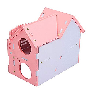 Wooden Hamster House - Pet Small Animal Hideout, Assemble Hamster Hut Villa, Cage Habitat Decor Accessories, Play Toys for Dwarf, Hedgehog, Syrian Hamster, Gerbils Mice