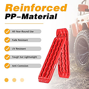 LILYPELLE Off Road Traction Boards, 2PCS Recovery Tracks Traction Mat for 4x4 Vehicle Truck SUV Car Offroad Sand Snow Mud Emergency Tire Traction Pads, Red